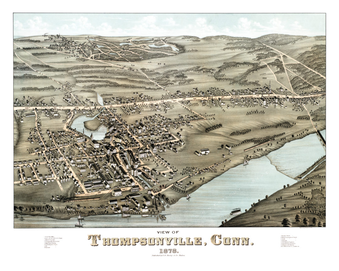 Beautifully restored map of Thompsonville, CT from 1878 - CT Restored