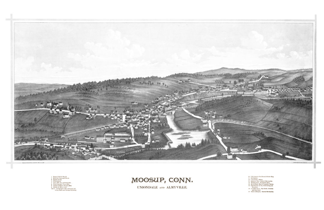 Beautiful vintage map of Moosup, CT from 1889 - CT Restored