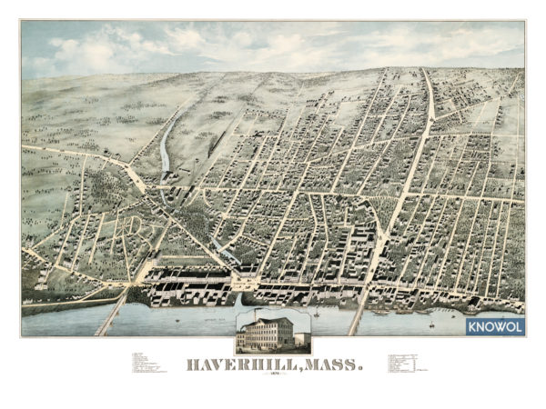 Beautifully restored map of Haverhill, MA from 1876 - CT Restored